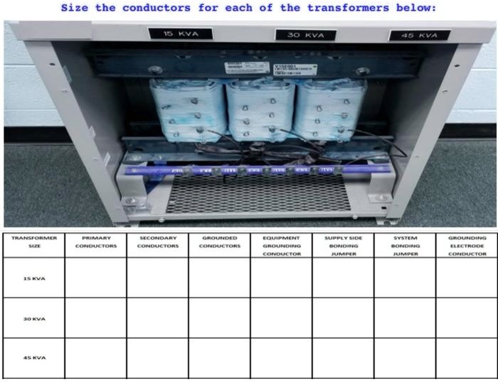 SOLVED: Texts: Size the conductors for the transformer below ...