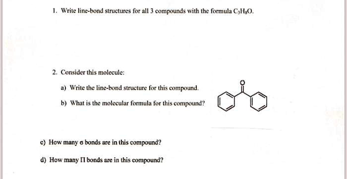 write lins bond structures for al compounds with the formulu co consider this molecule write the ...