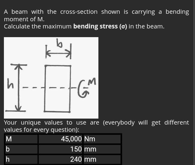 SOLVED: A beam with the cross-section shown is carrying a bending ...