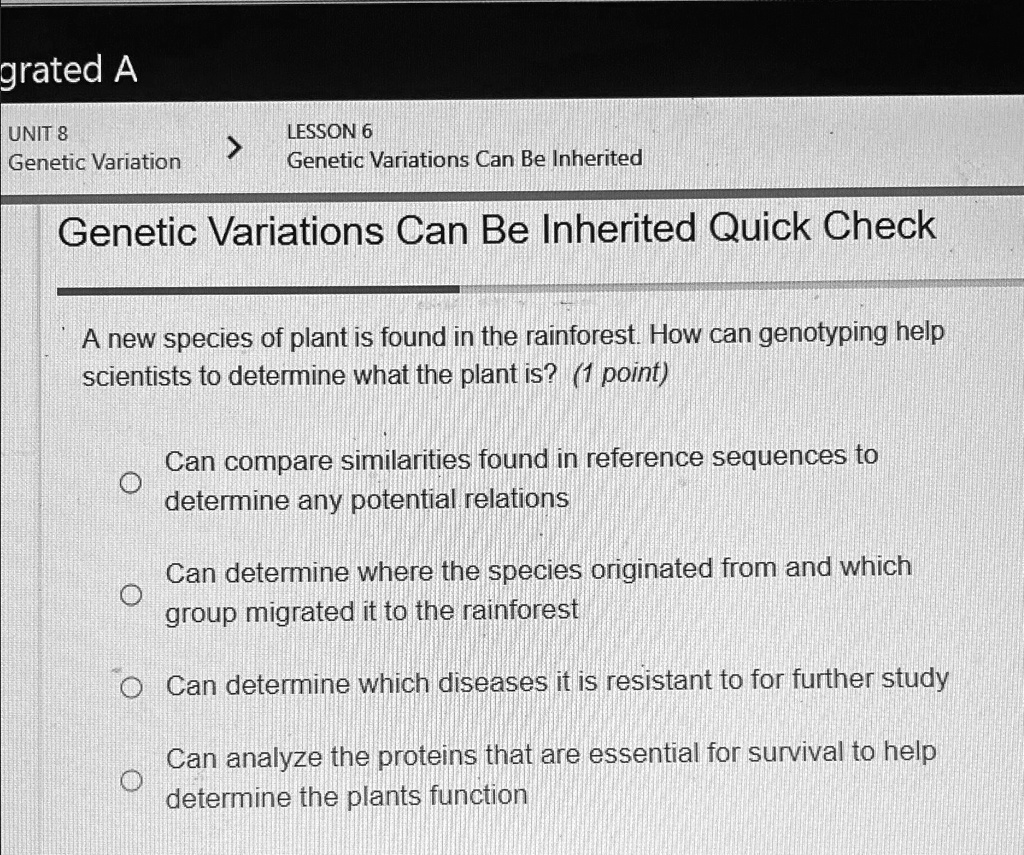 SOLVED: Graded A UNIT 8 LESSON 6 Genetic Variation Genetic Variations ...