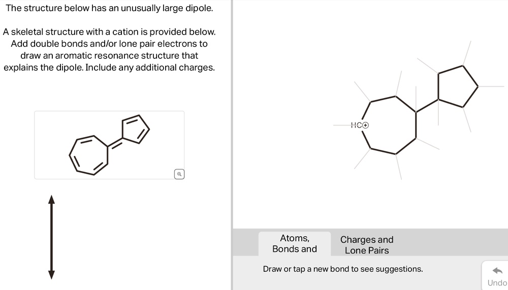 The structure below has an unusually large dipole. A...