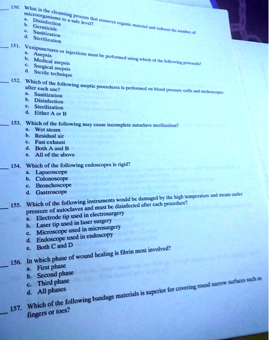 microorganisms to a safe level b disinfection c germicide sanitization ...