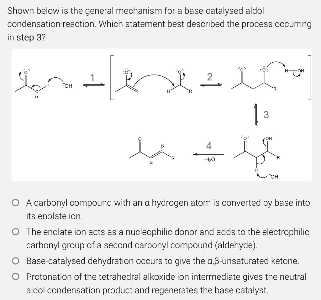 Shown below is the general mechanism for a base-catalysed aldol ...
