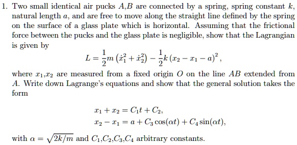 two small identical air pucks ab are connected by spring spring ...