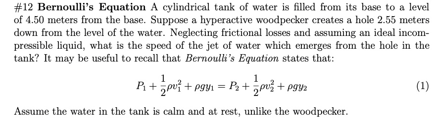 12 bernoullis equation a cylindrical tank of water is filled from its ...