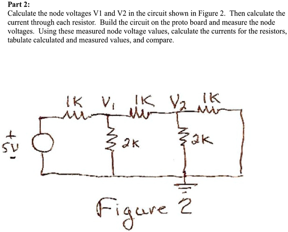 Part 2: Calculate the node voltages V1 and V2 in the circuit shown in ...
