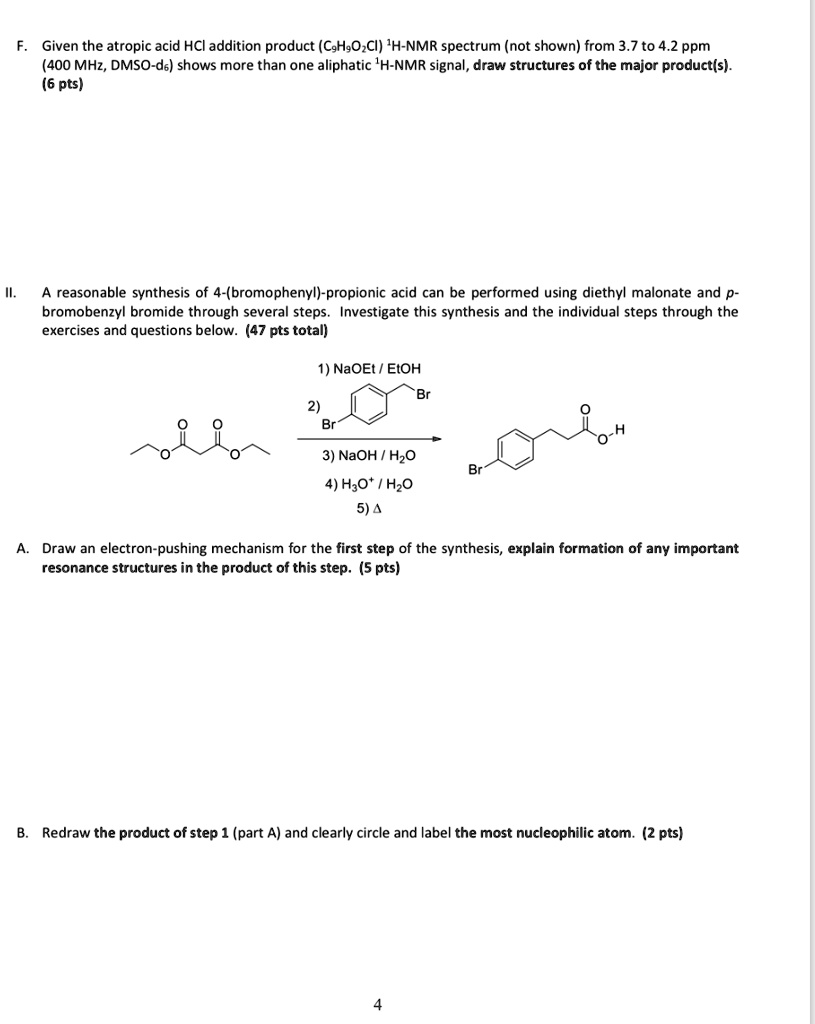 f given the atropic acid hcl addition product c9h9o2cl 1h nmr spectrum ...