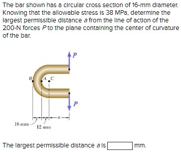 SOLVED: The bar shown has a circular cross section of 16-mm diameter ...