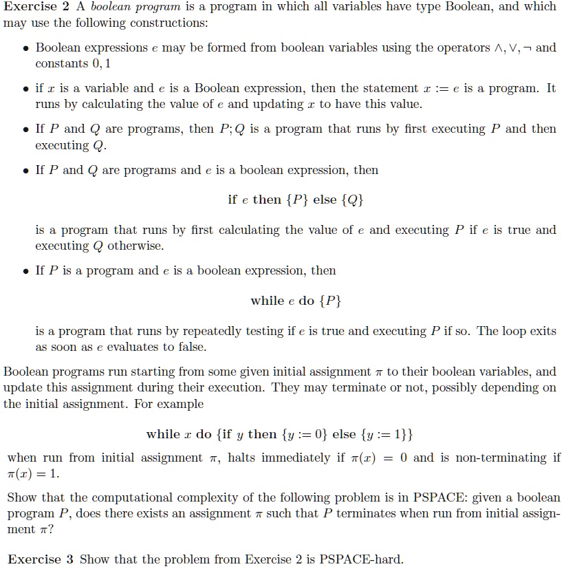 Solved Exercise 2 Boolean Programs A Boolean Program Is A Program In Which All Variables Have