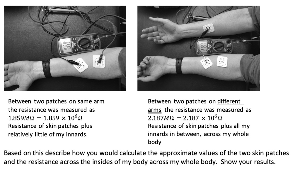 SOLVED: Between two patches on the same arm, the resistance was ...
