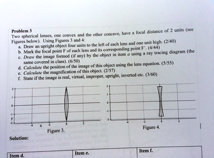 SOLVED:Problem 3 focal distance of 2 units (see Two spherical lenses one convex and the Other ...