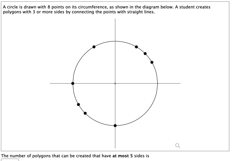 A circle is drawn with 8 points on its circumference, as shown in the ...