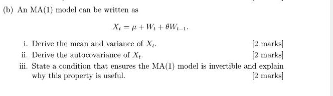 SOLVED: An MA(1) model can be written as Xt = Î¼ + Îµt + Î¸Îµt-1 ...