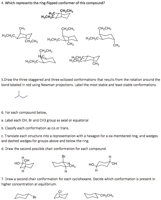 4. Which represents the ring-flipped conformer of this compound? CH2CH3 ...