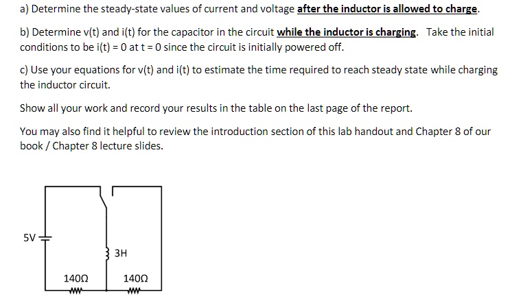 a determine the steady state values of current and voltage after the ...