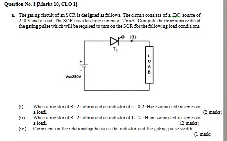 SOLVED: The gating circuit of an SCR is designed as follows. The ...