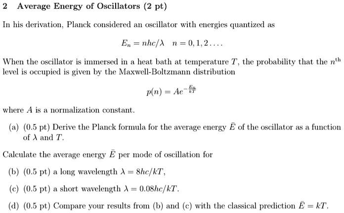 SOLVED: Title: Average Energy of Oscillators and Comparison with ...