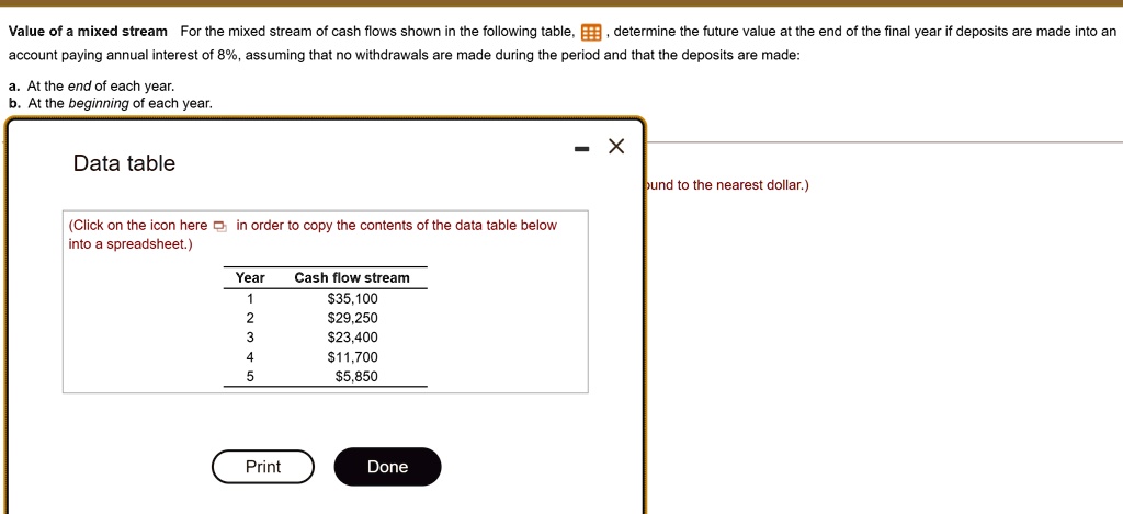 SOLVED: A) The future value at the end of the final year if deposits ...