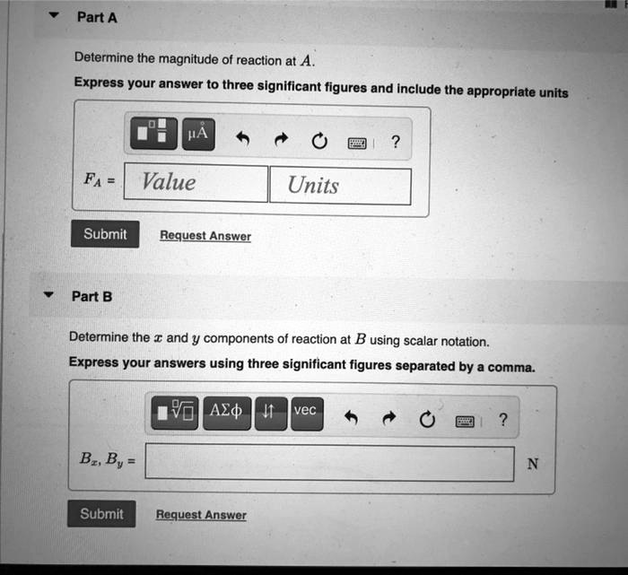 SOLVED: Part A Determine the magnitude of reaction at A Express your answer to three significant ...