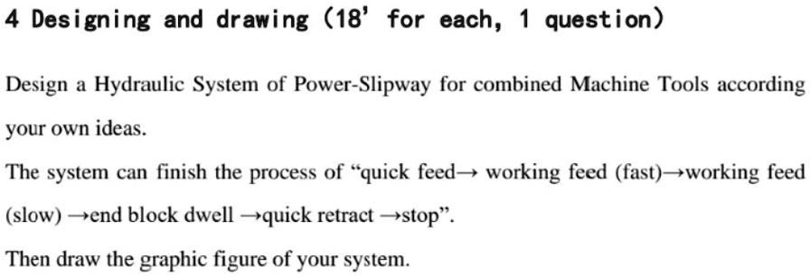 SOLVED: Design a Hydraulic System of Power-Slipway for combined Machine ...