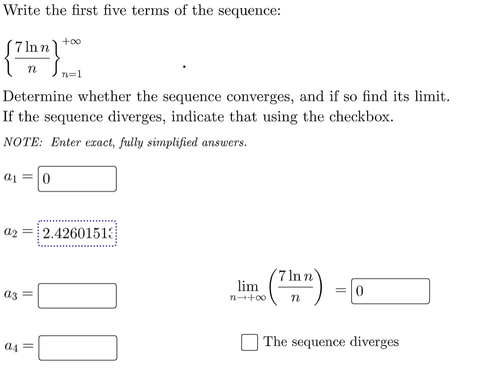 Solved Write The First Five Terms Of The Sequence Determine Whether