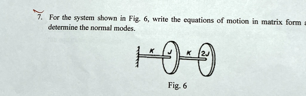 7. For the system shown in Fig. 6, write the equations of motion in ...