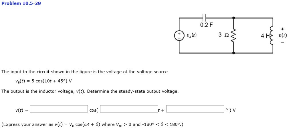 SOLVED: Problem 10.5-28 Given: The input to the circuit shown in the figure is the voltage of ...