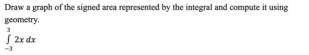 SOLVED: Draw a graph of the signed area represented by the integral and compute it using ...