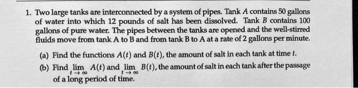 two large tanks are interconnected by a system of pipes tank a contains ...