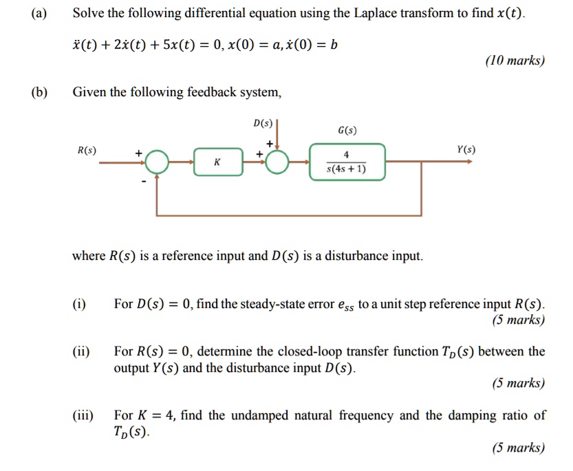 (a) Solve the following differential equation using the Laplace transform to find x(t). ẍ(t ...