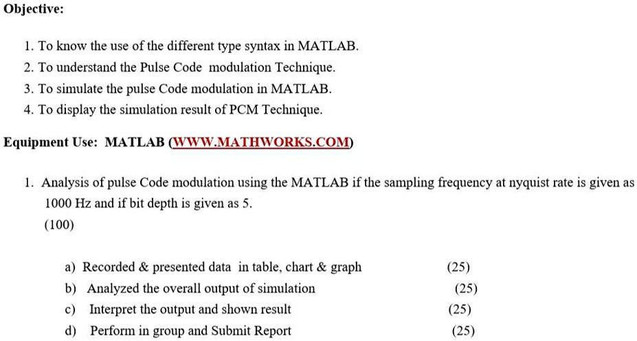 Solved Objective 1 To Know The Use Of Different Types Of Syntax In Matlab 2 To Understand 2130