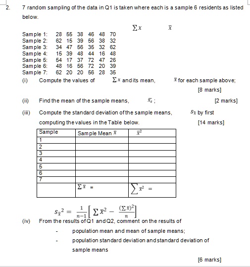Solved Random Sampling Ine Deio Taker Eacn Sample Residents Listed Sample Sample Sample Sample