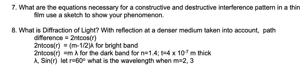 SOLVED: What are the equations necessary for constructive and ...