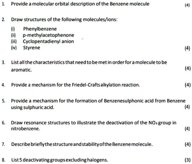 provide a molecular orbital description of the benzene molecule draw ...