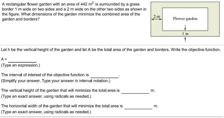 a rectangular flower garden with an area of 442 m is surrounded by a ...