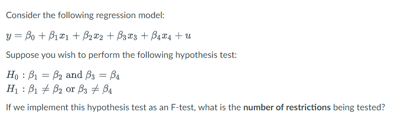 SOLVED: Consider the following regression model: y=β0+β1 x1+β2 x2+β3 x3 ... SOLVED: Consider the following regression model: y=β0+β1 x1+β2 x2+β3 x3 ...