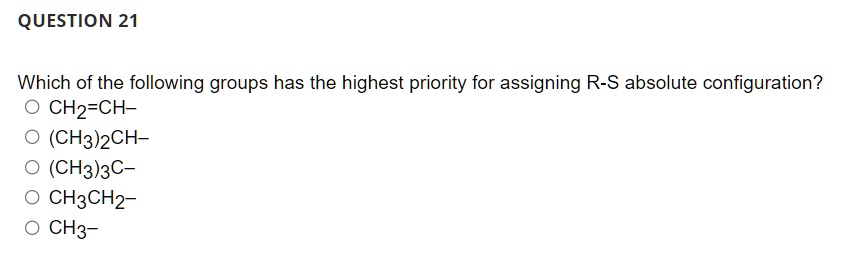 SOLVED: QUESTION 21 Which of the following groups has the highest ...