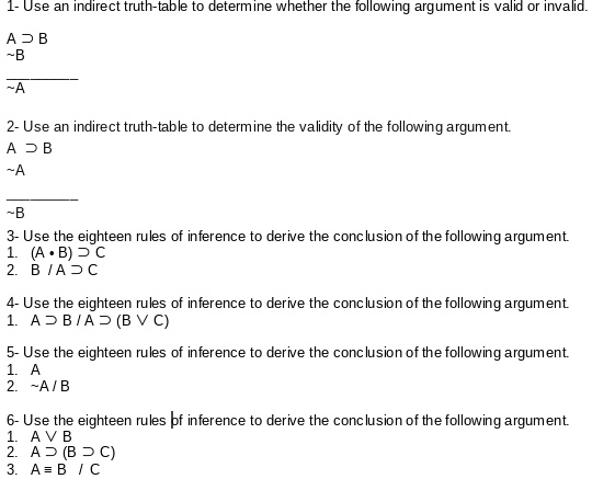 Solved Use An Indirect Truth Table To Determine Whether The Following