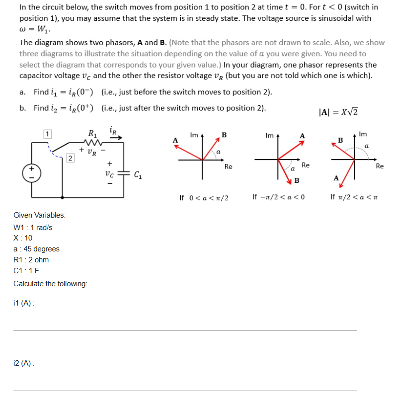 In the circuit below, the switch moves from position 1 to position 2 at ...