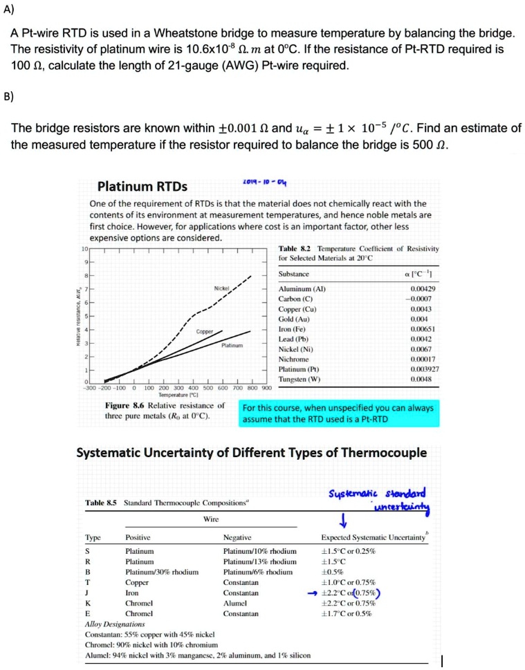a a pt wire rtd is used in a wheatstone bridge to measure temperature by balancing the bridge ...