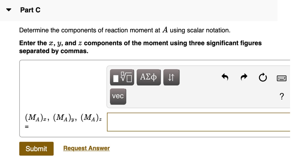 SOLVED: Determine the components of the reaction moment at A using ...