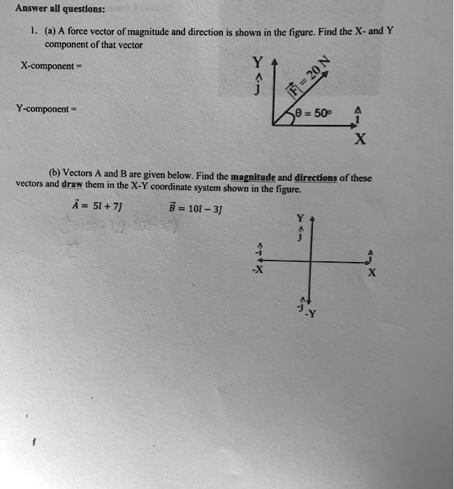 Answer all questdons a a force vector of magnitude and...