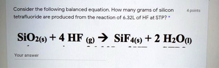 SOLVED: Consider the following balanced equation: How many grams of ...