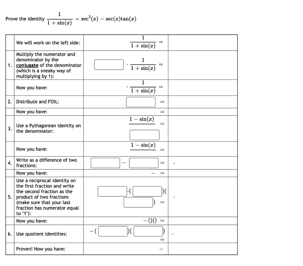 SOLVED: Prove the identity 1 + sin(c)sec^2(z)tan(z) We will work on the left side: 1 + sin(x ...