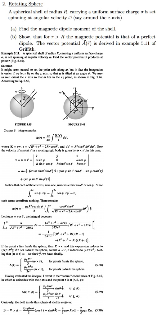 SOLVED: 2. Rotating Sphere A spherical shell of radius R, carrying a uniform surface charge, is ...