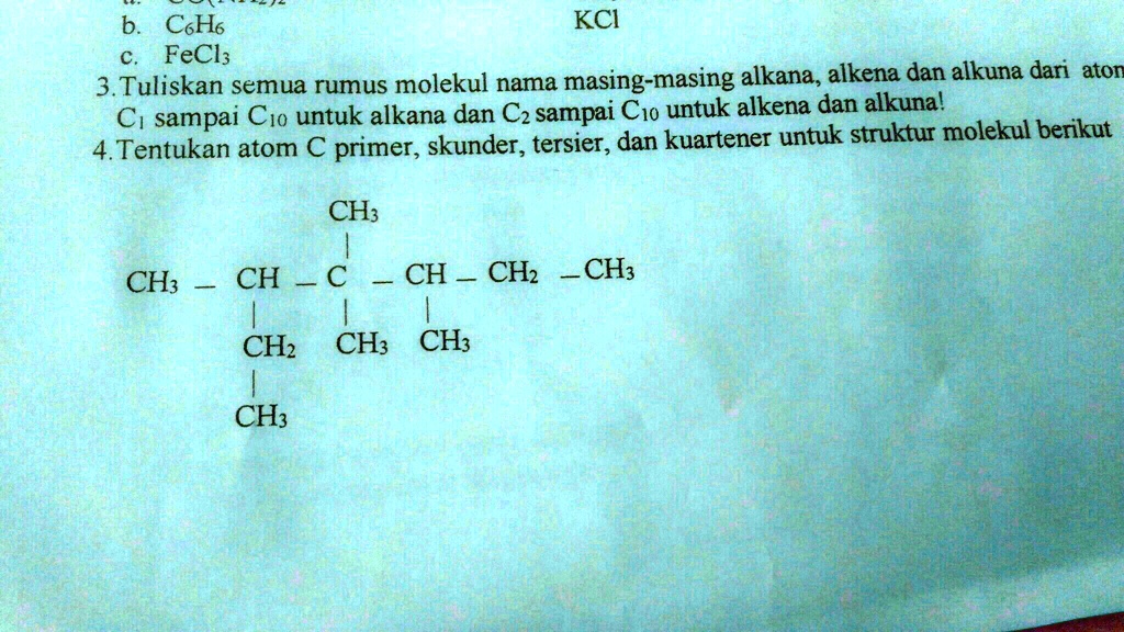 SOLVED: tentujkan atom c primer, sekunder, tersier dan kuartener untuk struktur molekul berikut ...