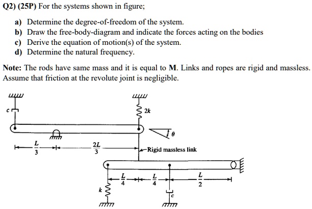 Q2) (25P) For the systems shown in figure; a) Determine the degree-of-freedom of the system. b ...