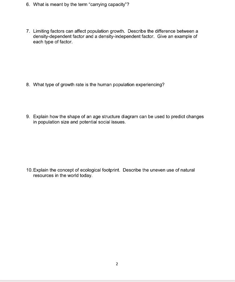 what is meant by the term carrying capacity limiting factors can affect ...