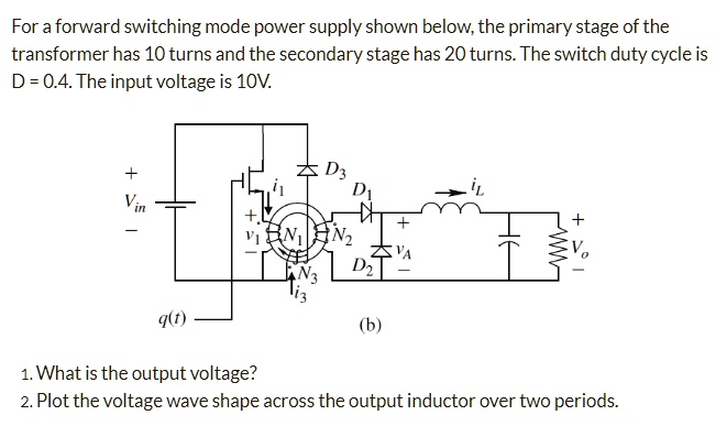 For a forward switching mode power supply shown below, the primary ...