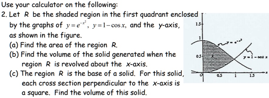 SOLVED:Use your calculator on the following: 2.Let R be the shaded region in the first quadrant ...